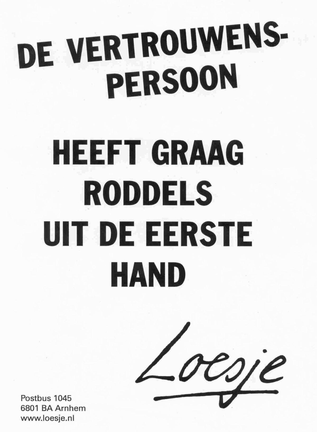 Loesje-poster voor vertrouwenspersonen - Stichting School & Veiligheid