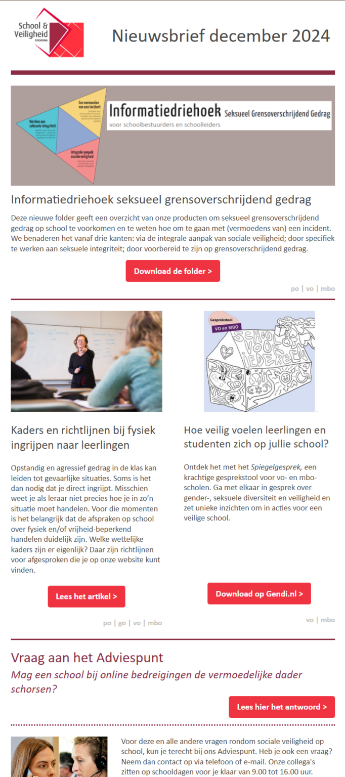 Nieuwsbrief inschrijven - School & Veiligheid